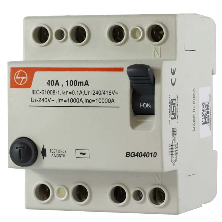 Buy L&T Switchgear 40A RCCB 100 MA 4 Pole FP BG404010 Online